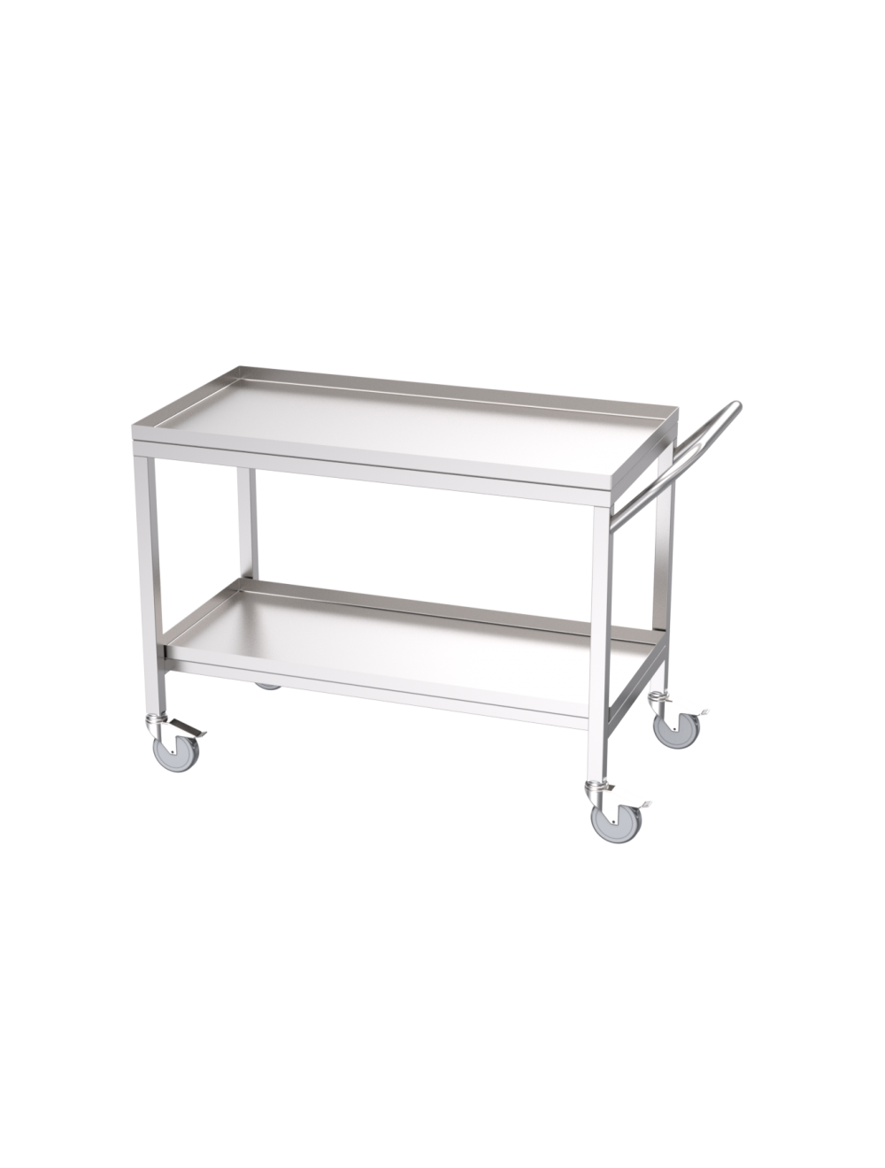 Stainless steel transportation trolley with 90° rim